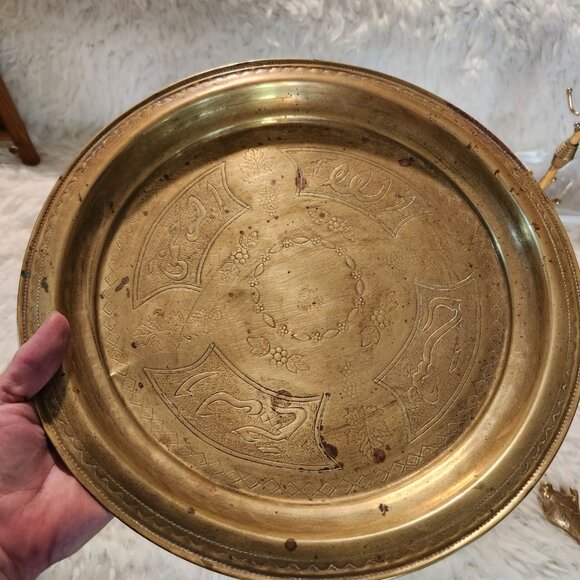 Arabic Islamic | Accents | Rare Antique 2 Middle Eastern Brass Tray ...
